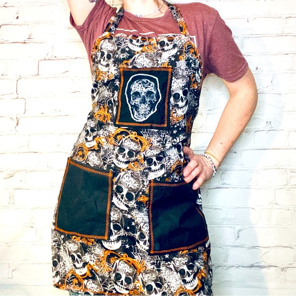 Handmade | Other | Handmade Skull Gothic Apron Halloween Spooky Tie ...